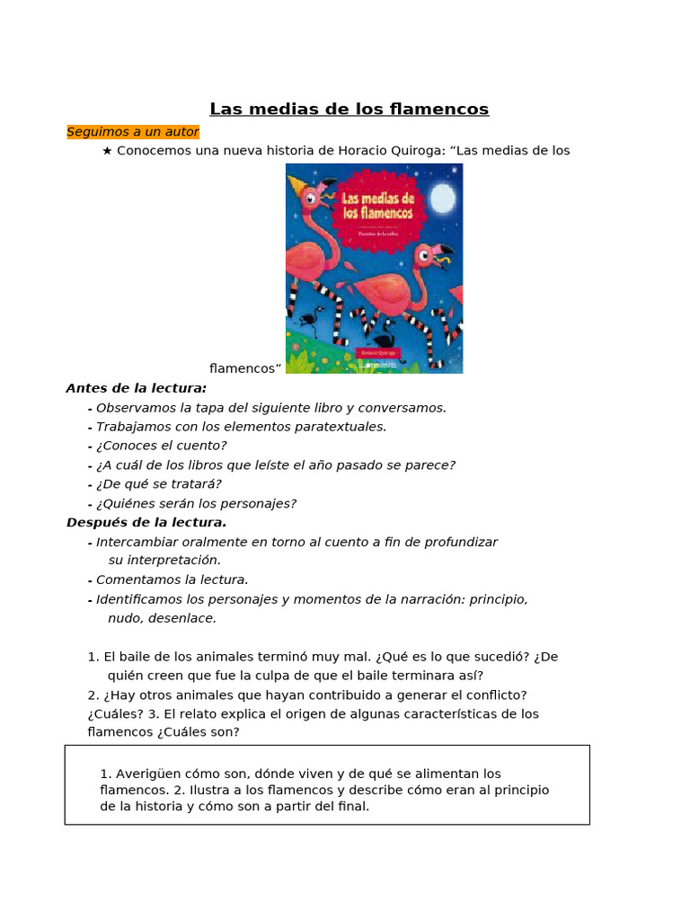 Actividades sobre "Las medias de los flamencos" | PDF