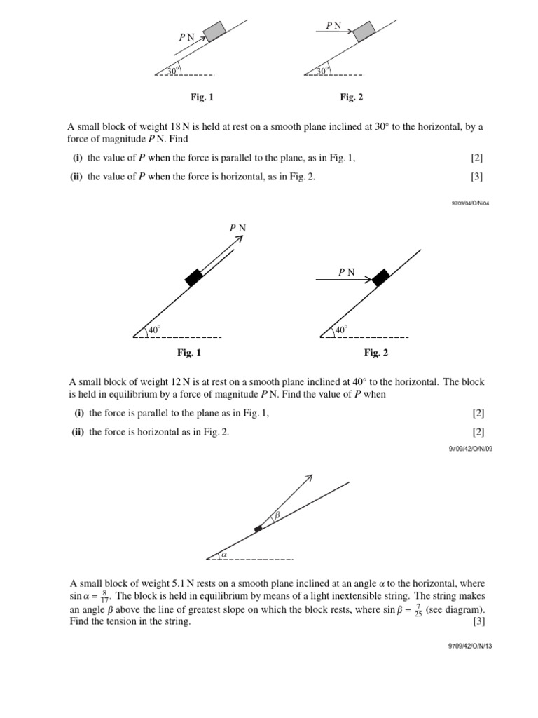 Forces on Inclined Planes: Equilibrium Analysis | PDF | Force | Tension ...