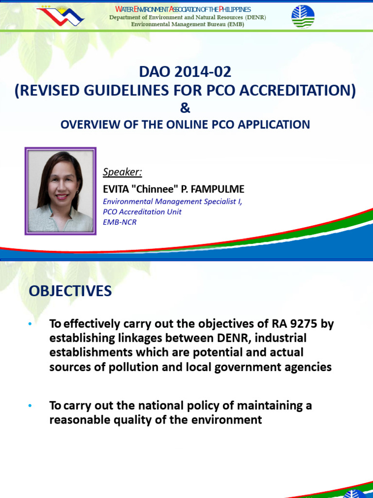 DAO 2014 02 Revised Guidelines For PCO Accreditation Overview of The PCO Application - Evita ...