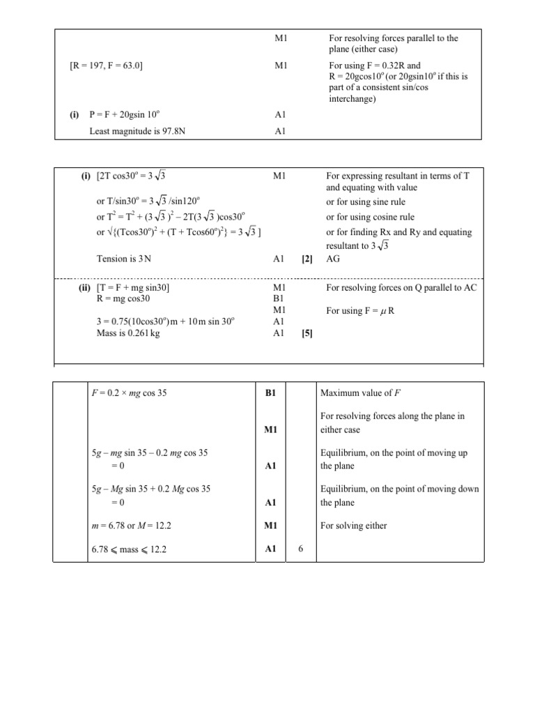 F10 - Limiting Equilibrium With Pulley and Inclined Plane MS | PDF | Mechanical Engineering ...