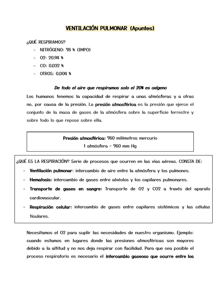 VENTILACION PULMONAR PT.1 Y PT.2 Guyton | PDF | Sistema respiratorio | Pulmón