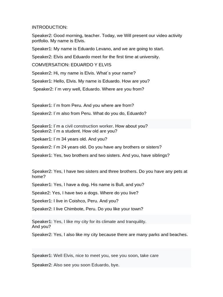 INTRODUCTION Conversacion | PDF