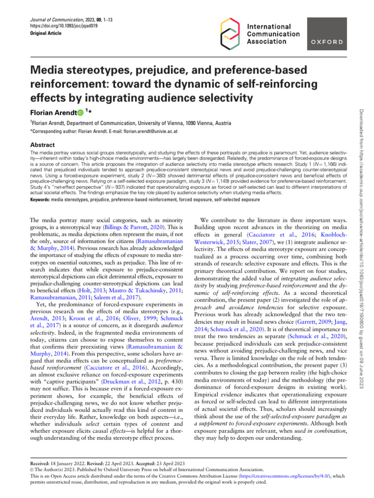 Media Stereotypes, Prejudice, and Preference-Based Reinforcement ...