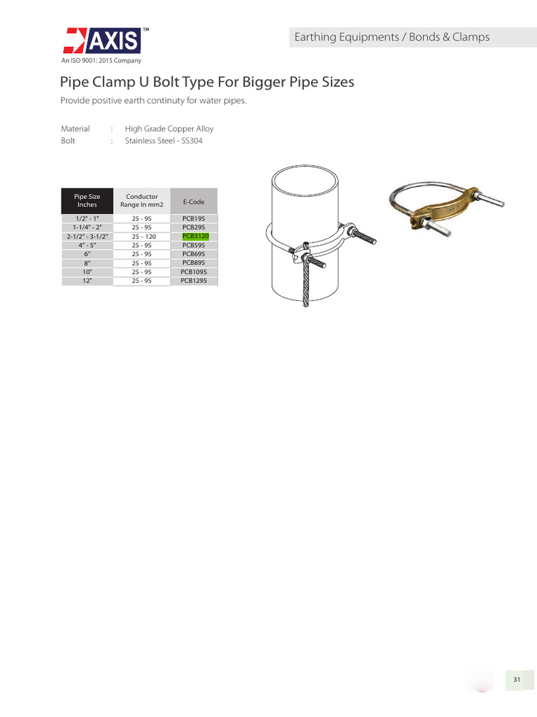 Pipe Clamp Types for Earth Continuity | PDF