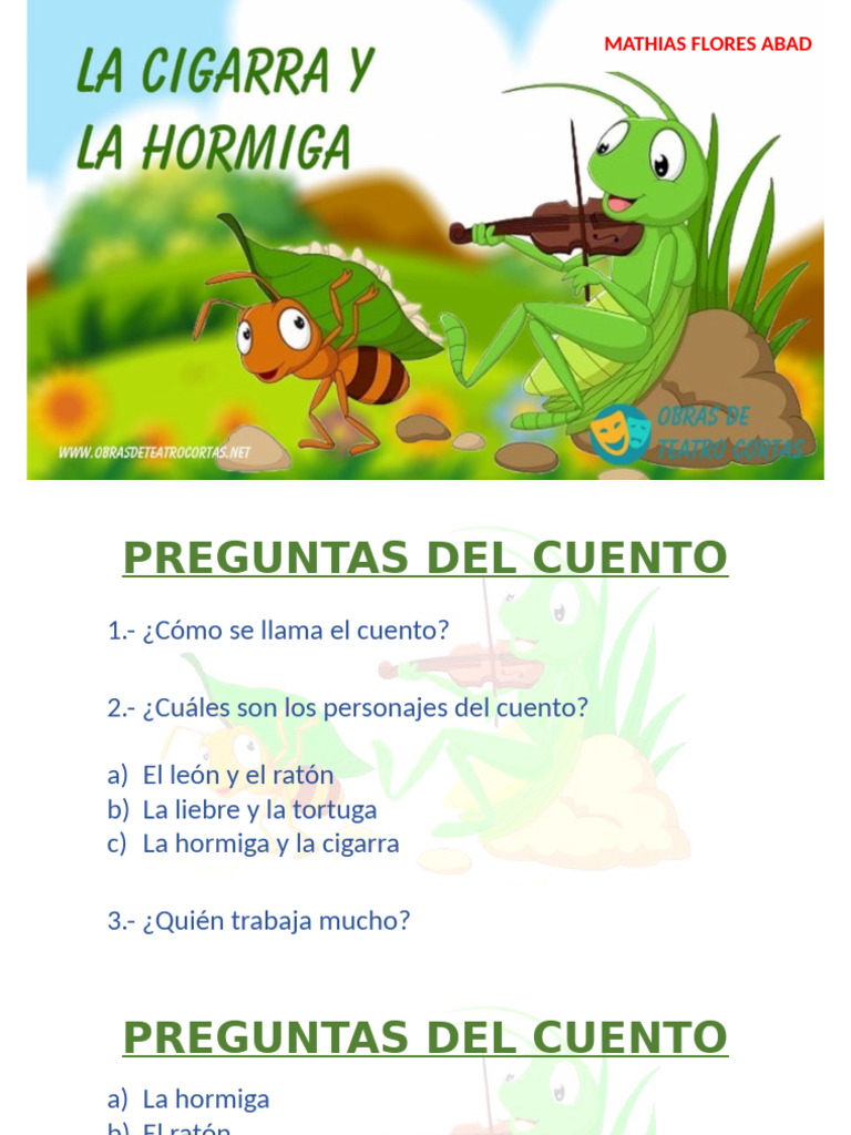Presentación de Mathias Flores (La Cigarra y La Hormiga) | PDF