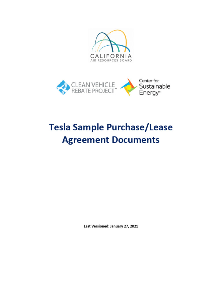 Tesla Sample Supporting Documents | PDF | Lease | Land Vehicles