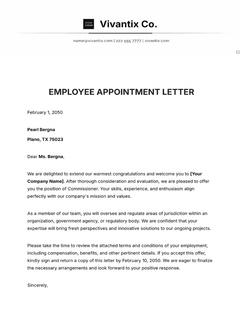 Employee Appointment Letter Template | PDF