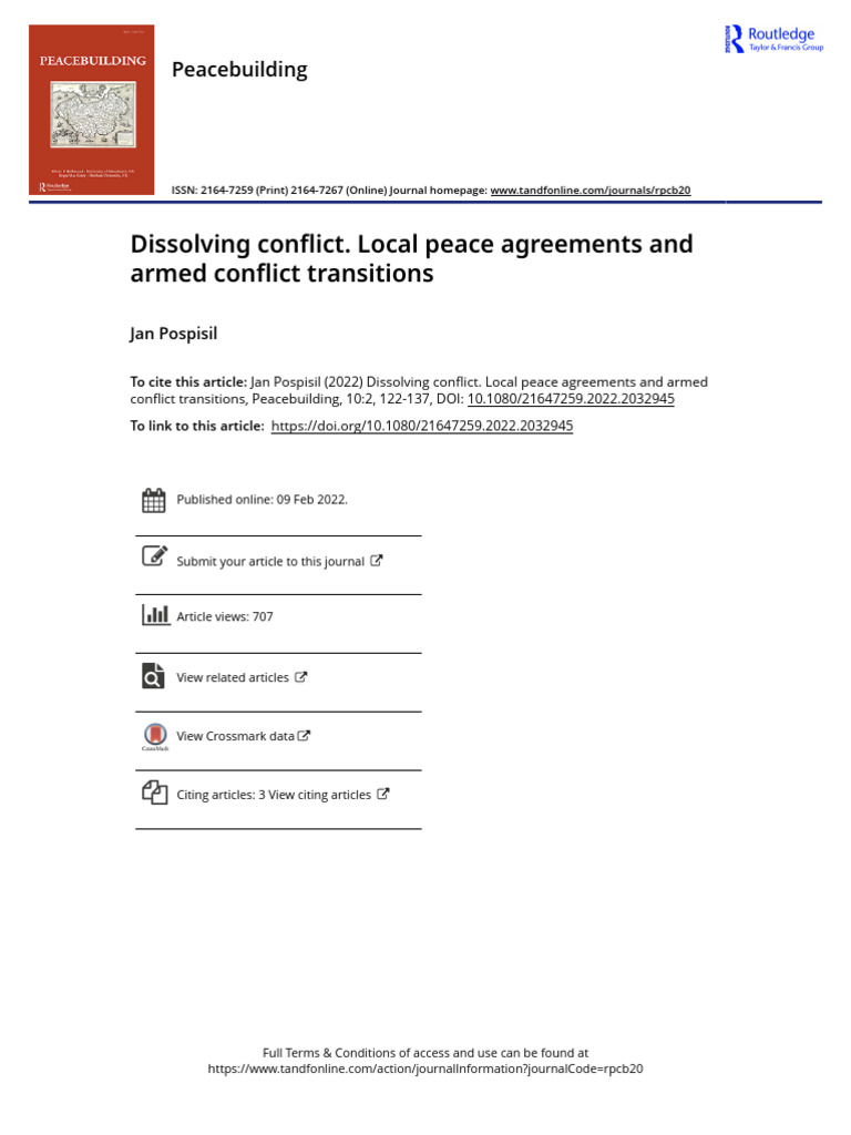 Dissolving Conflict. Local Peace Agreements and Armed Conflict ...