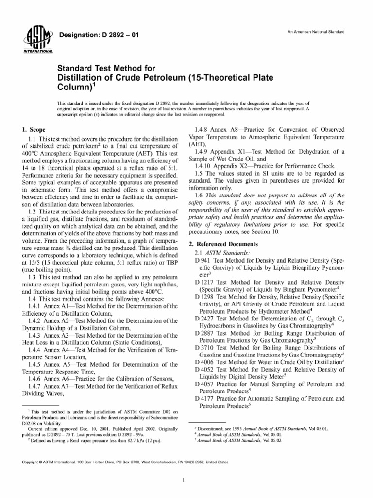 ASTM D2892 Distillation | PDF