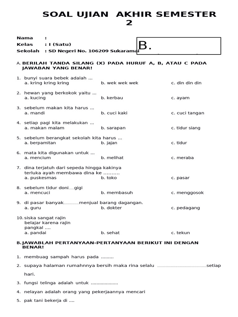 Soal Bahasa Indonesia Semester 2 | PDF