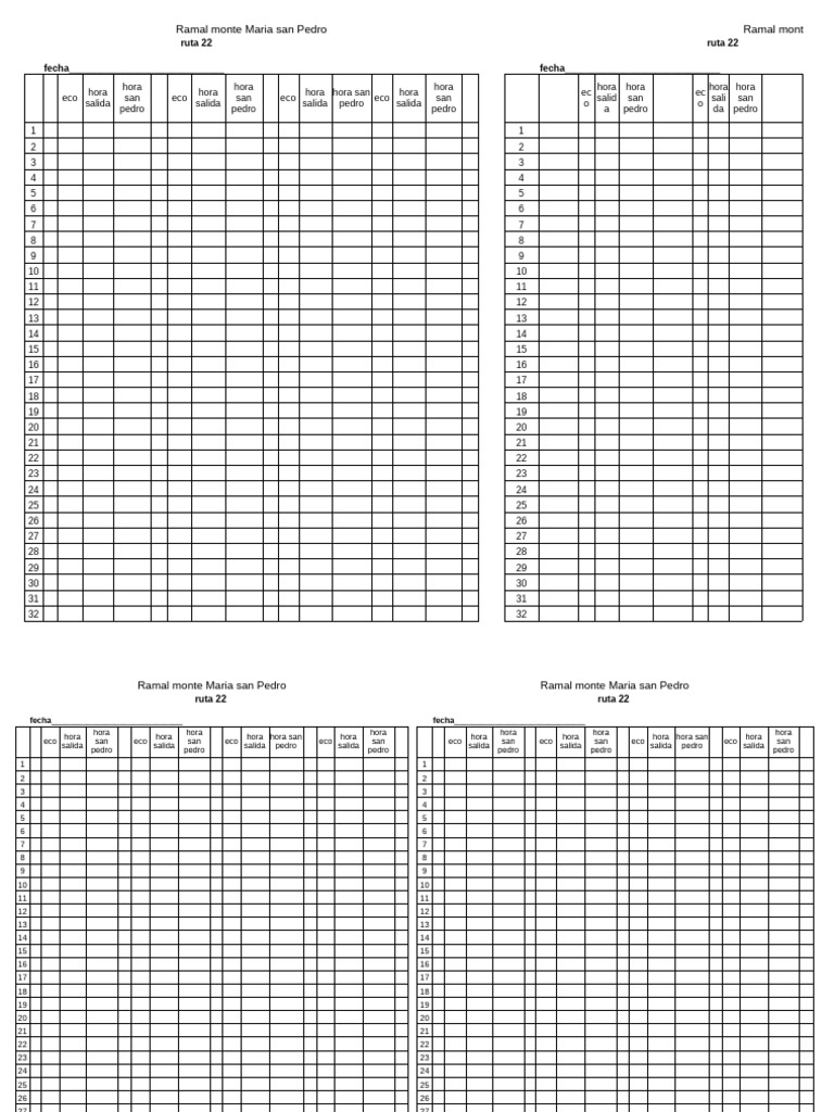 Control de Salidas y Llegadas Ruta 22 | PDF