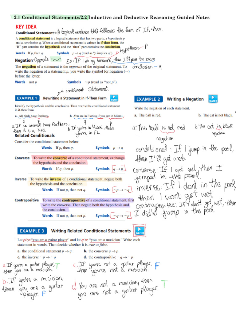 Topic+2 1+and+2 2+Conditional+Statements+Inductive+and+Deductive+Reasoning | PDF