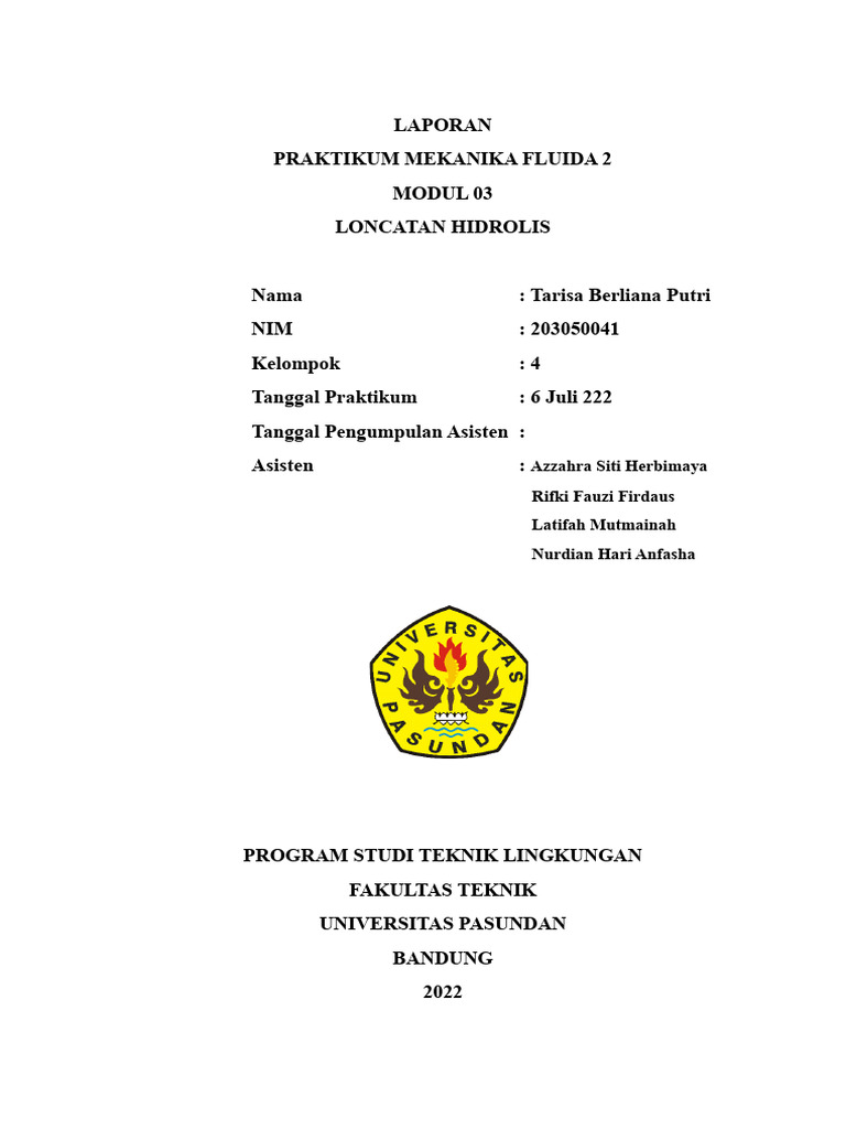 Laporan Praktikum Mekflu 2 - Modul 3 - Tarisa Berliana P | PDF
