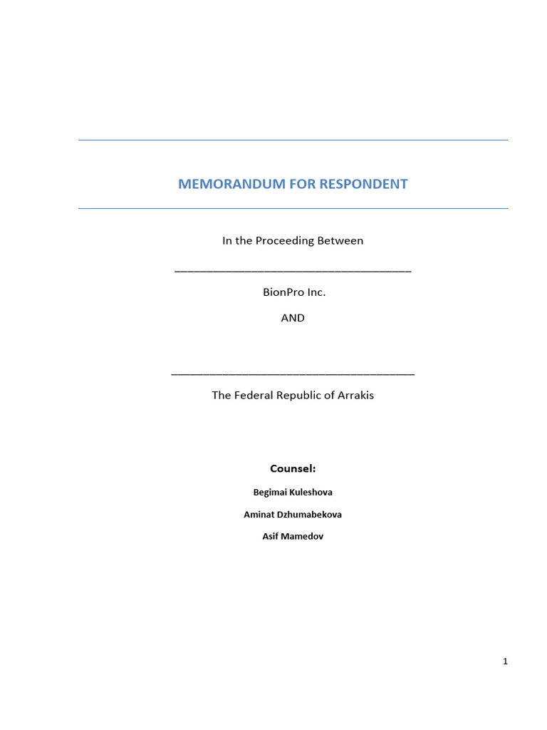Investment Law-Fin Memo-Draft-08.05.2025 PDF | PDF | Treaty | Arbitration