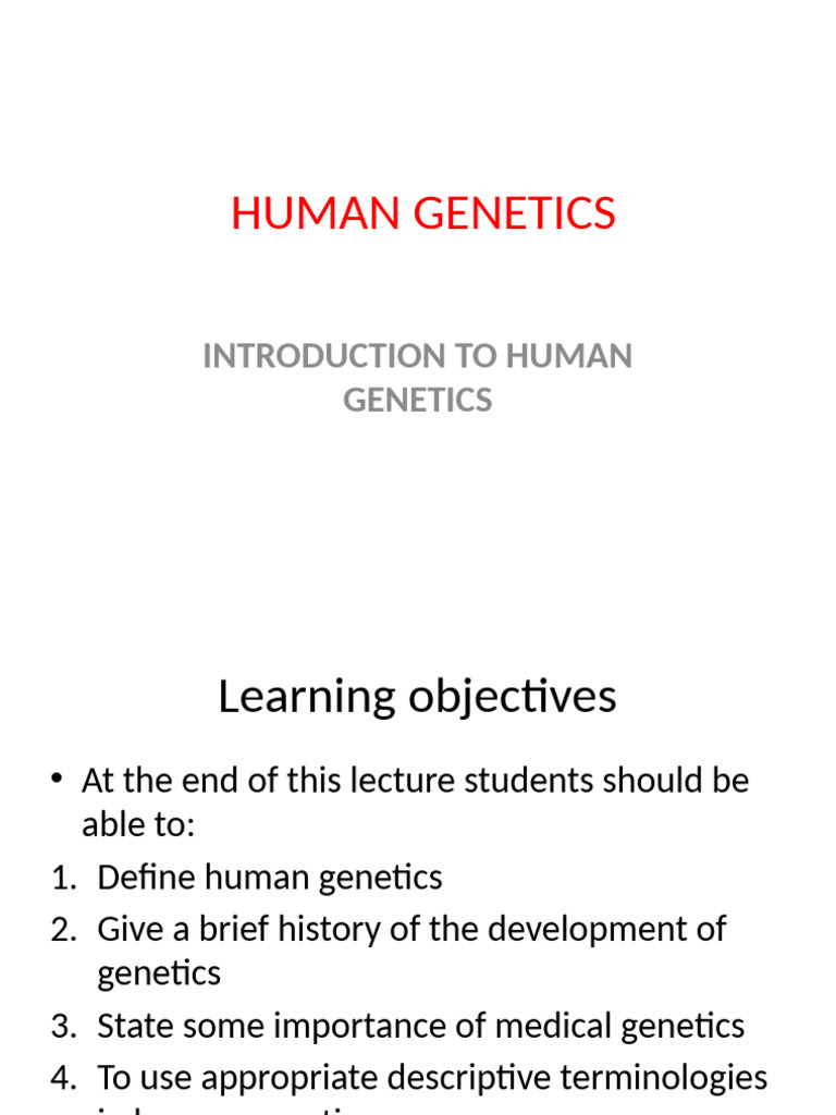HUMAN GENETICS - Introduction | PDF | Genetics | Gene