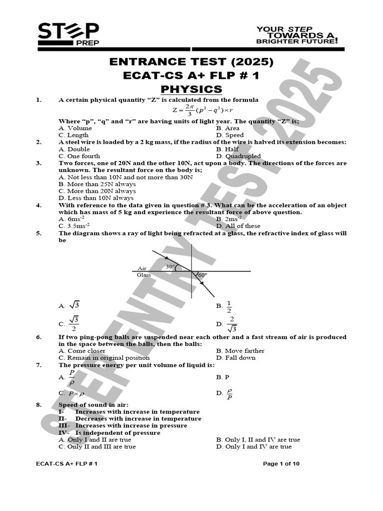 Ecat-cs-A+ FLP # 1 (Student Copy) - 2025 | PDF | Vaccination | Smallpox