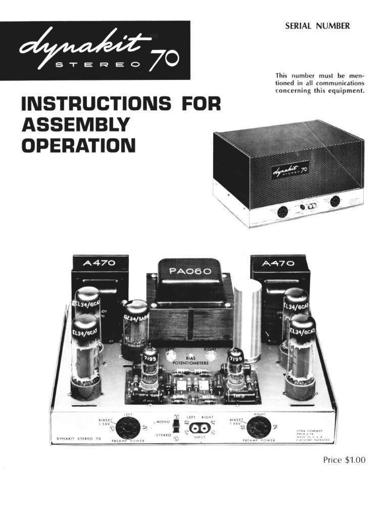 Dynaco ST70 Schematic Assembly Manual | PDF