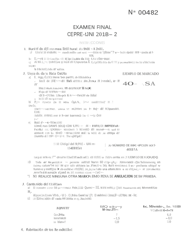 Examen Final Cepre Uni 2018 II | PDF