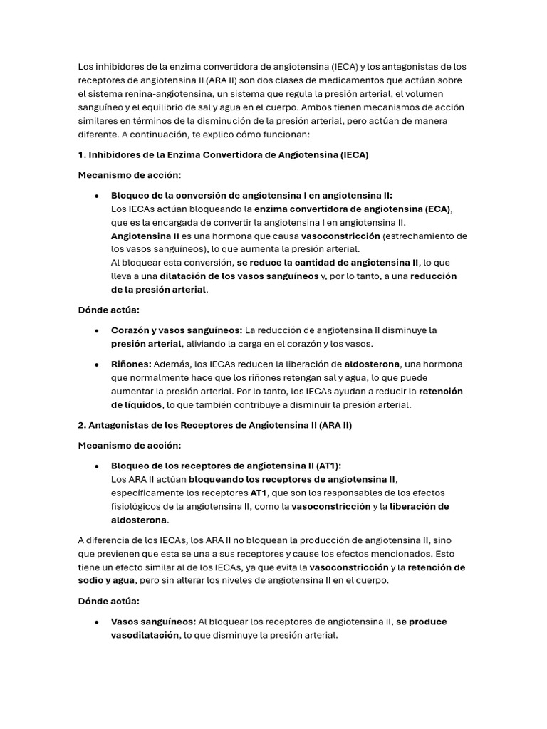 Los Inhibidores de La Enzima Convertidora de Angiotensina | PDF | Angiotensina | Sistema endocrino