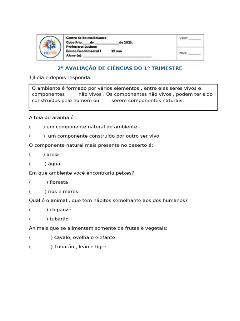 Prova Cie 2 Ano Cien | PDF