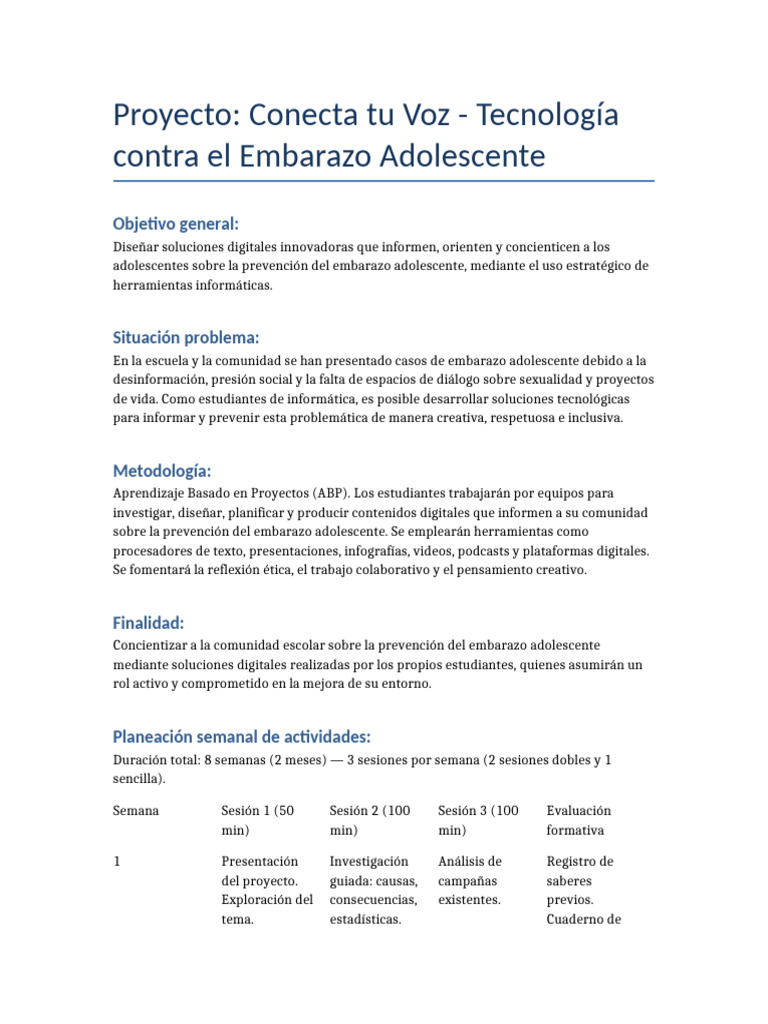 Proyecto Conecta Tu Voz | PDF | Planificación | Diseño