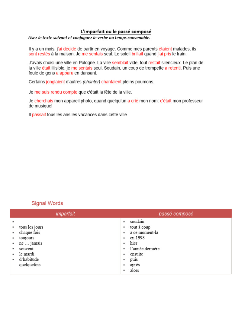 Conjugaison du verbe "briller" à l'imparfait | PDF