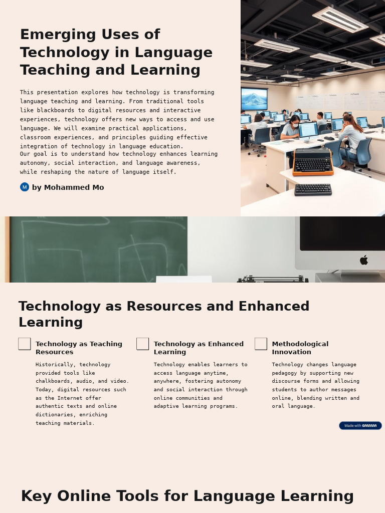 Emerging Uses of Technology in Language Teaching and Learning | PDF ...