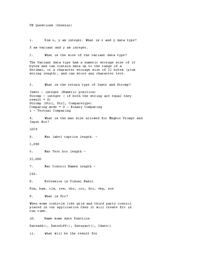 VB Questions | PDF | Web Server | Internet & Web
