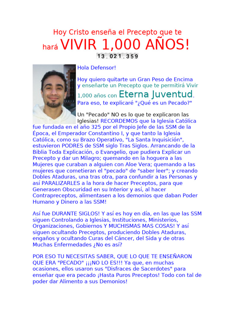 Hoy Cristo Te Ense A El Precepto Que Te Hara VIVIR 1,000 A OS!!! - 17 ...