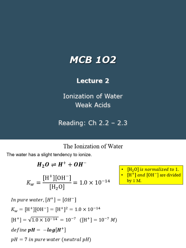 MCB 102 Yildiz Lecture 2 | PDF | Molecules | Physical Sciences