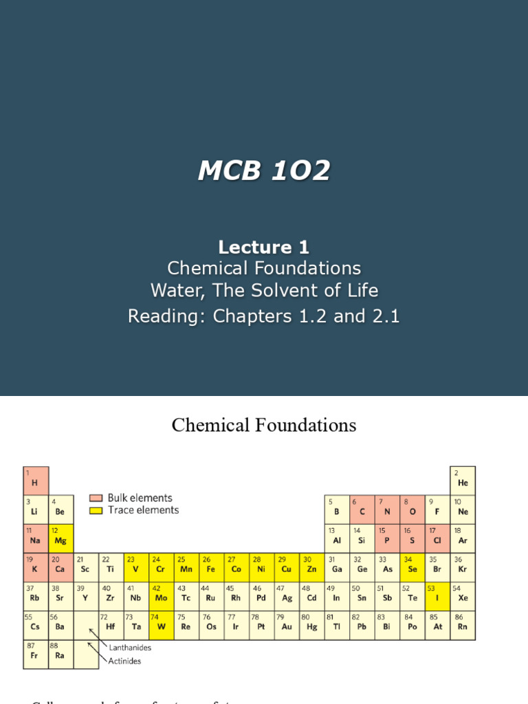 Chemical Foundations of Life | PDF | Osmosis | Chemical Bond