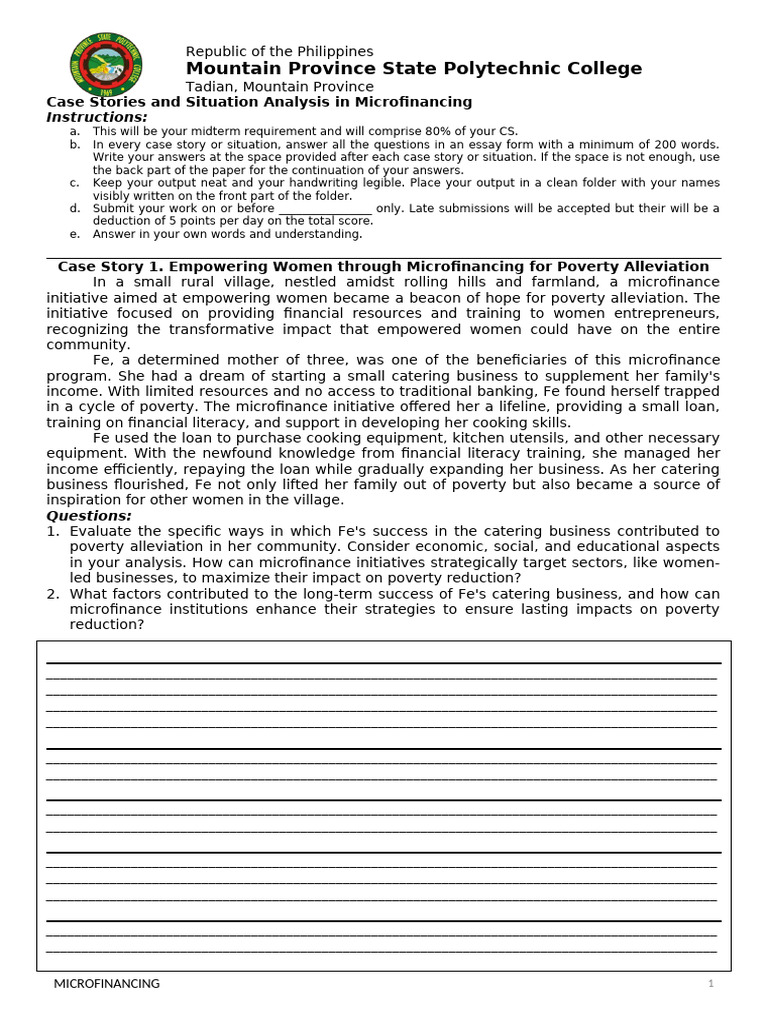 Case Stories Microfinancing | PDF | Microfinance | Microcredit