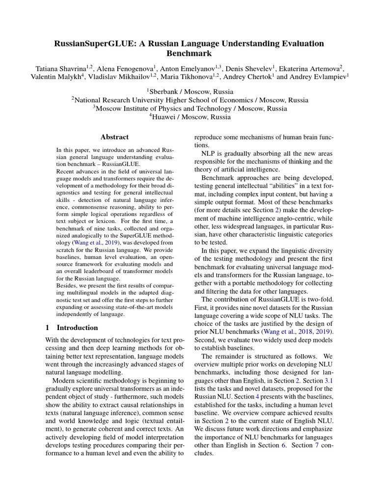 RussianSuperGLUE_EMNLP_2020 | PDF | Linguistics | Semantics