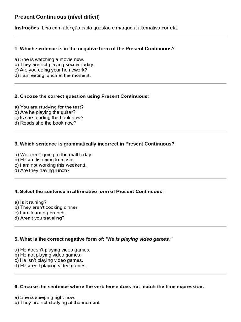 Present Continuous | PDF | Language Mechanics | Linguistics