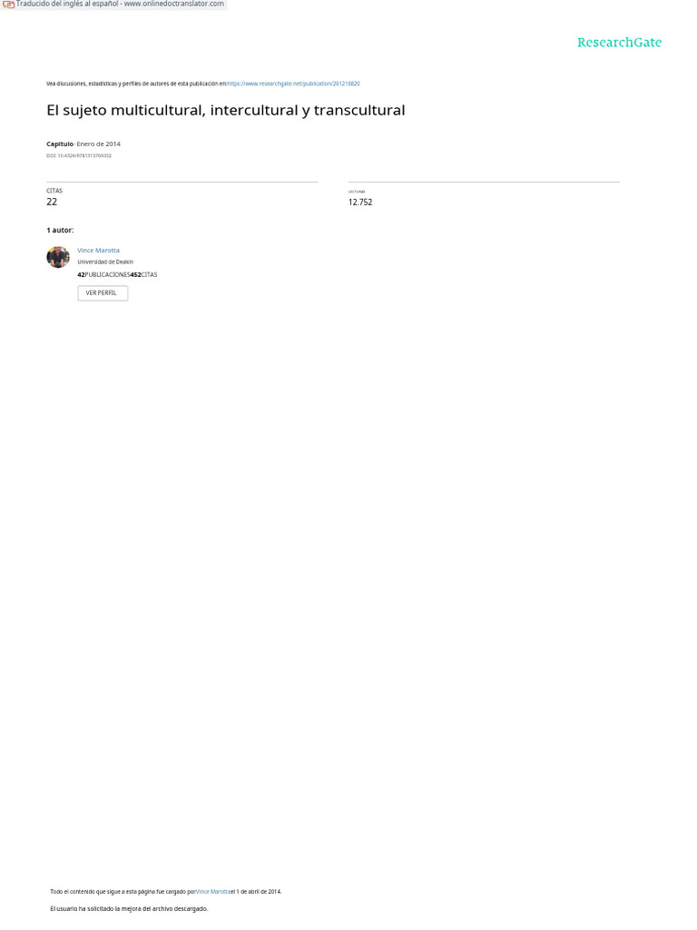 The Multicultural Intercultural and The Transcultural Subject - En.es | PDF | Multiculturalismo ...
