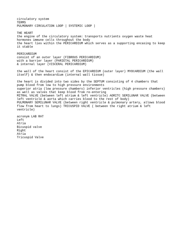 A&P Circulatory System | PDF