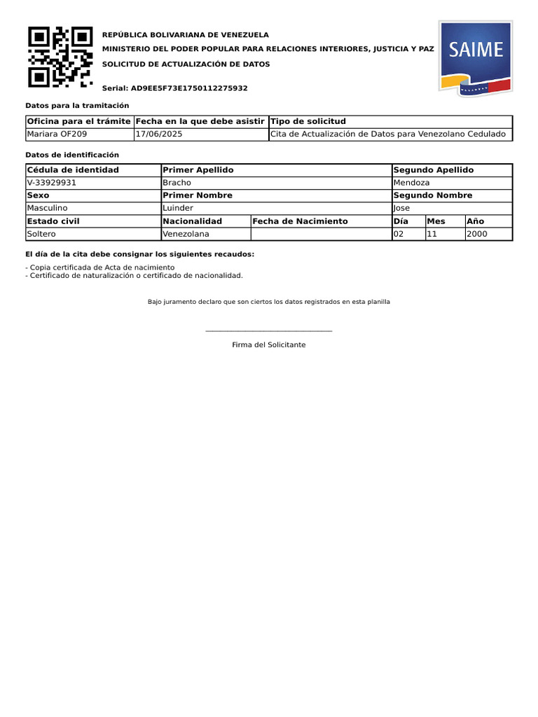 Planilla Actualizacion de Datos | PDF
