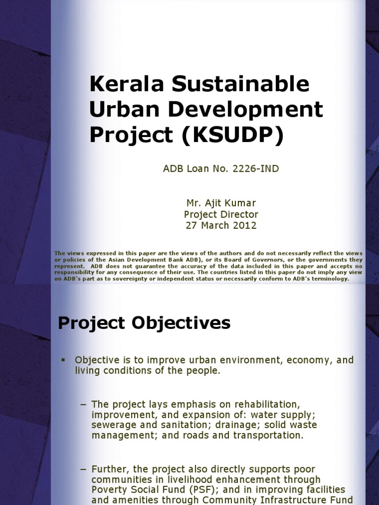 India: Kerala Sustainable Urban Development Project (KSUDP) | PDF ...