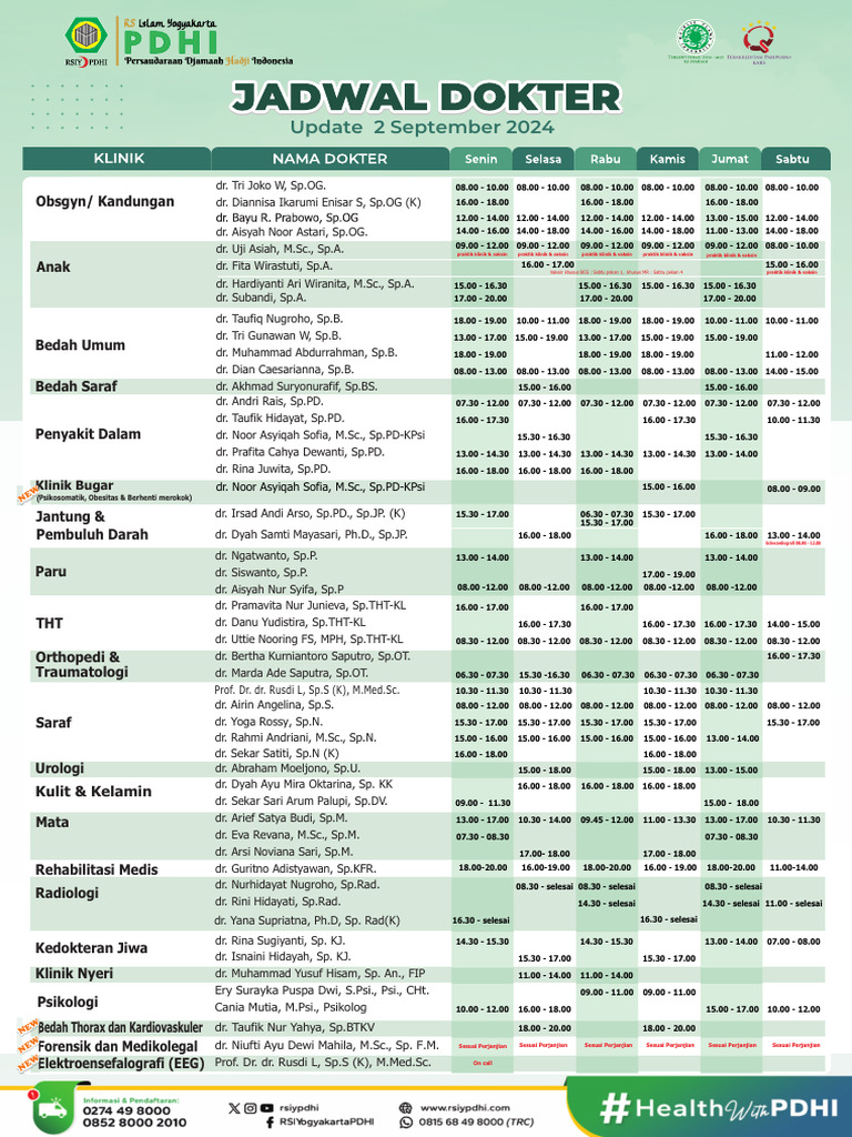 Brosur Jadwal Dokter - September 2024 - X | PDF