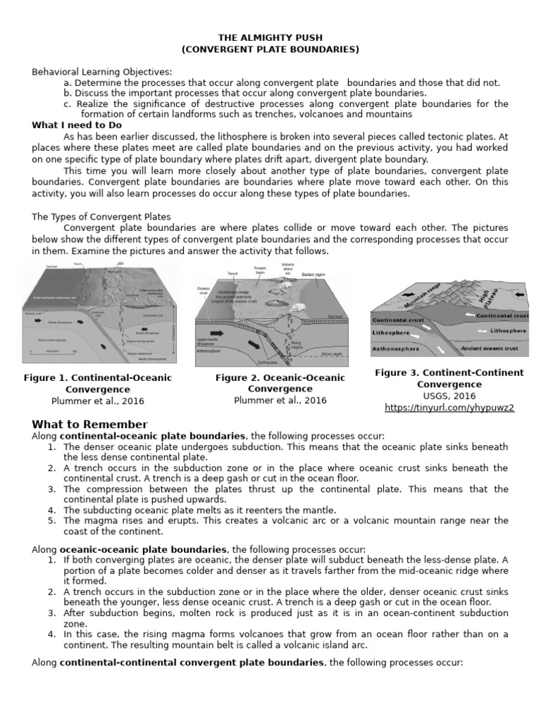 Convergent Plate Boundaries Explained | PDF | Plate Tectonics | Geophysics