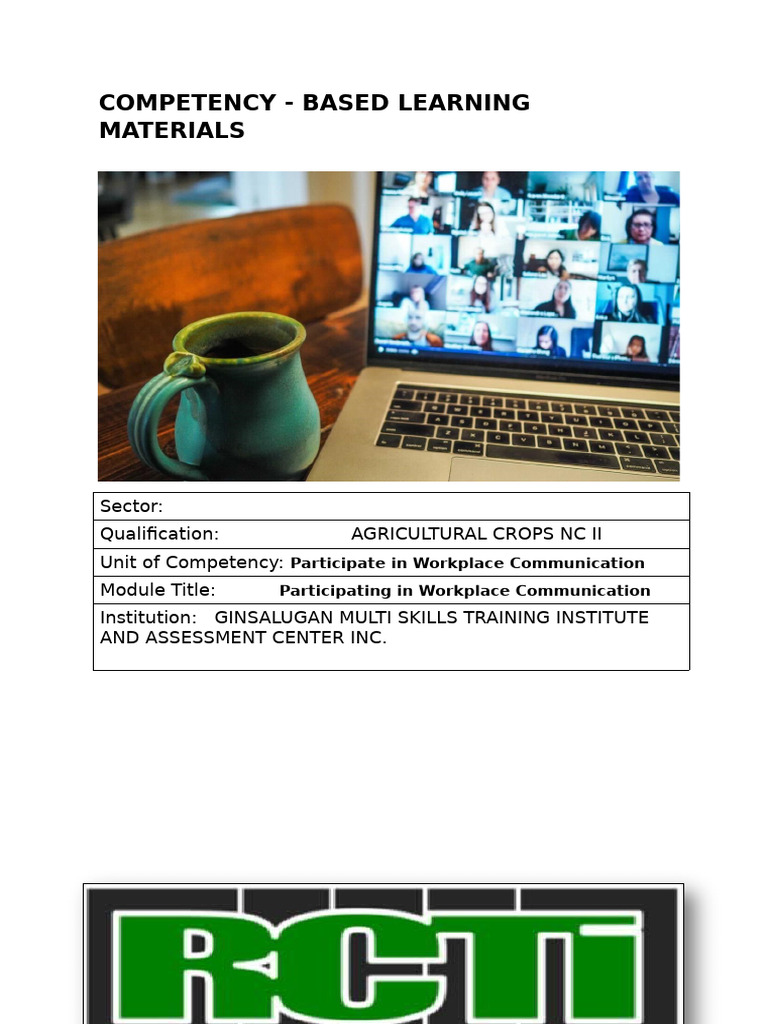 CBLM BASIC 1 Participate in Workplace Communication | PDF | Communication | Nonverbal Communication