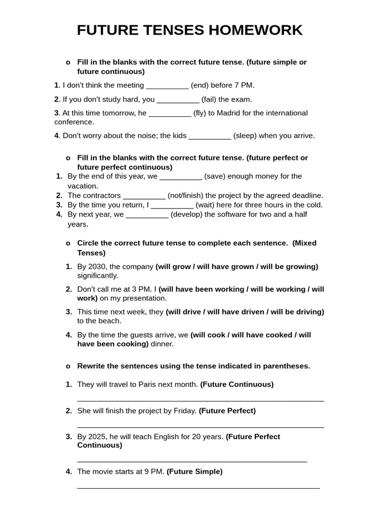 Future Tense Practice Worksheet | PDF