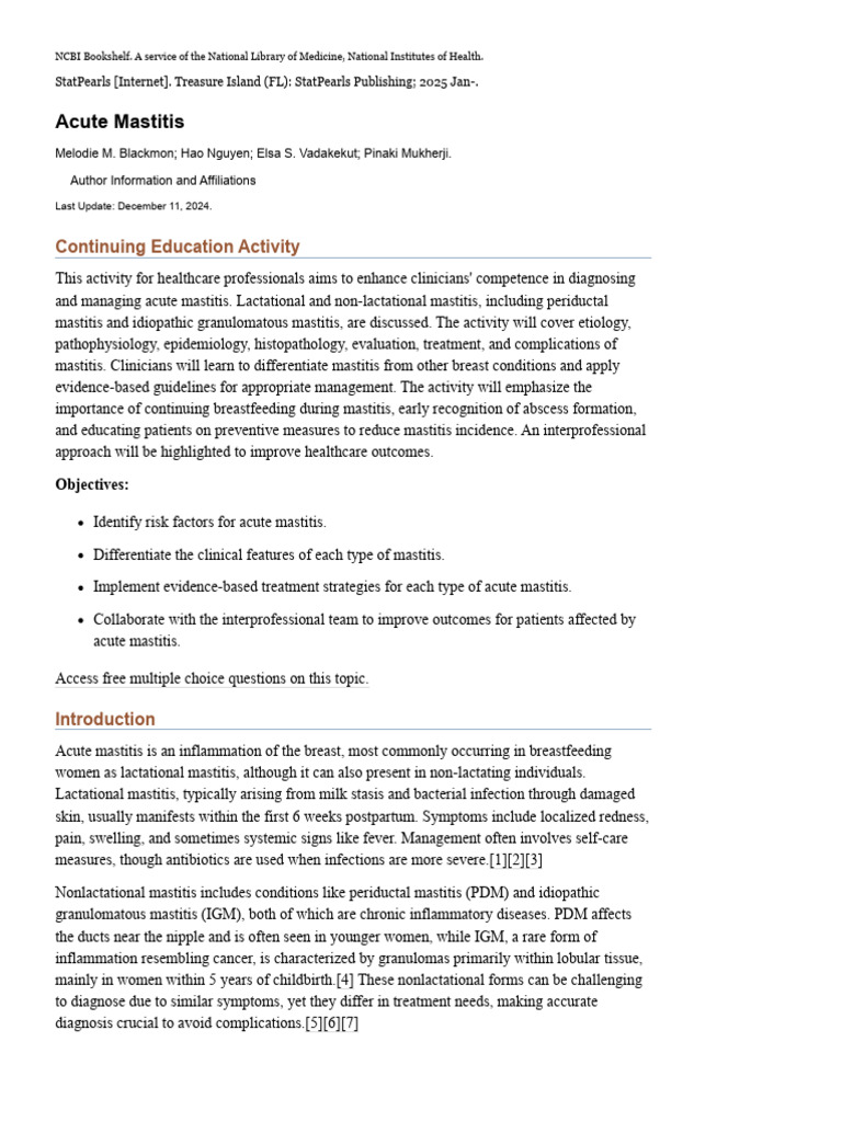 Understanding Acute Mastitis Management | PDF | Diseases And Disorders ...