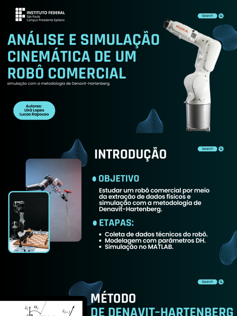 Cinemática de Robô Comercial: Análise DH | PDF | Cinemática | Simulação ...