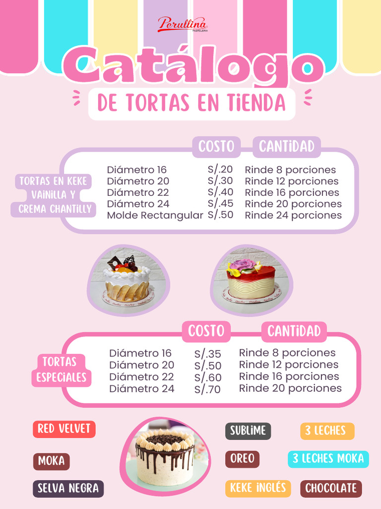 Catálogo de Tortas en Tienda de Perullina Moyobamba | PDF | Alimentos ...