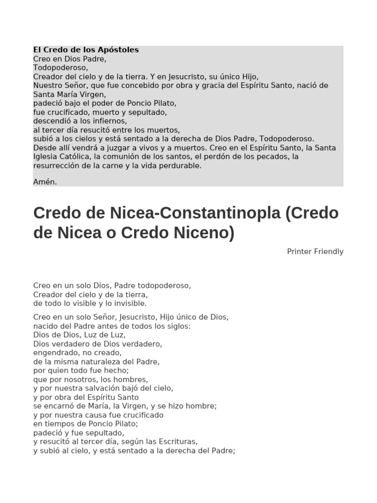 Credos Apostólico y Niceno-Constantinopolitano | PDF