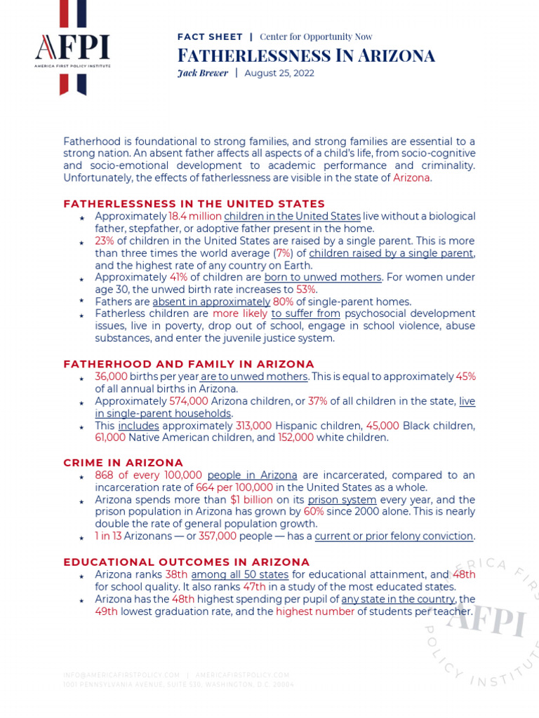Fatherlessness in Arizona v2 | PDF | Single Parent | Father