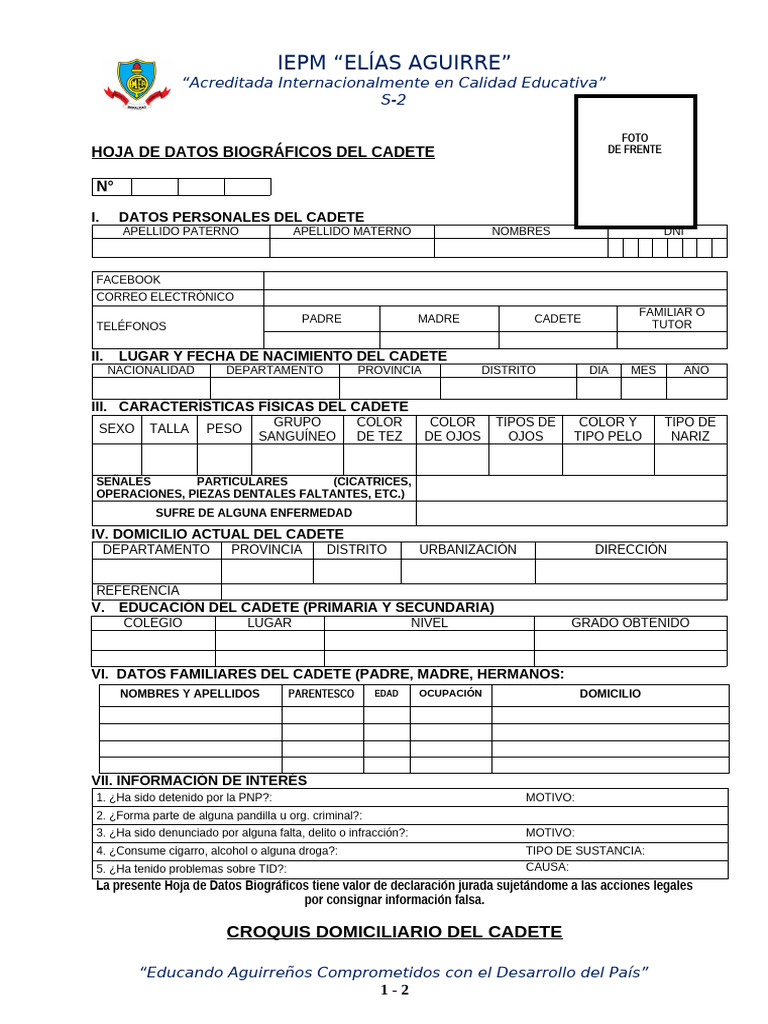 Formato de HDB 3r Año | PDF