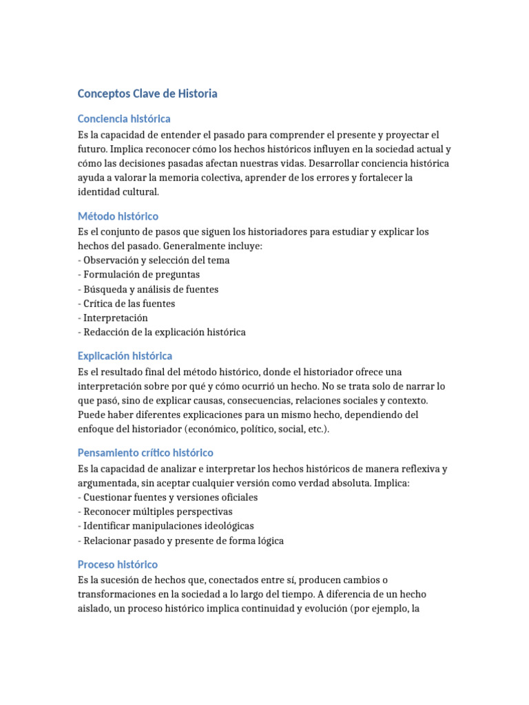 Conceptos Clave Historia | PDF