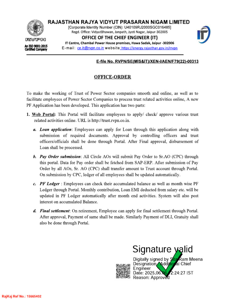 PF Application Live Order | PDF